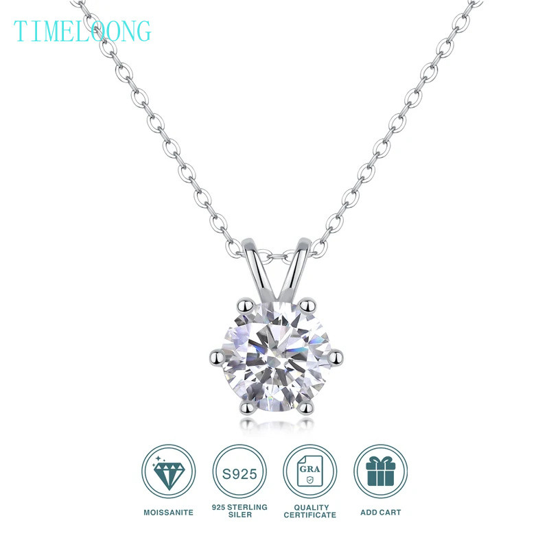 จริง Moissanite GRA ใบรับรอง 1-3 CT D สีประกายอัญมณี 18K ทองคำขาว S925 สร้อยคอมุกสำหรับผู้หญิง ...