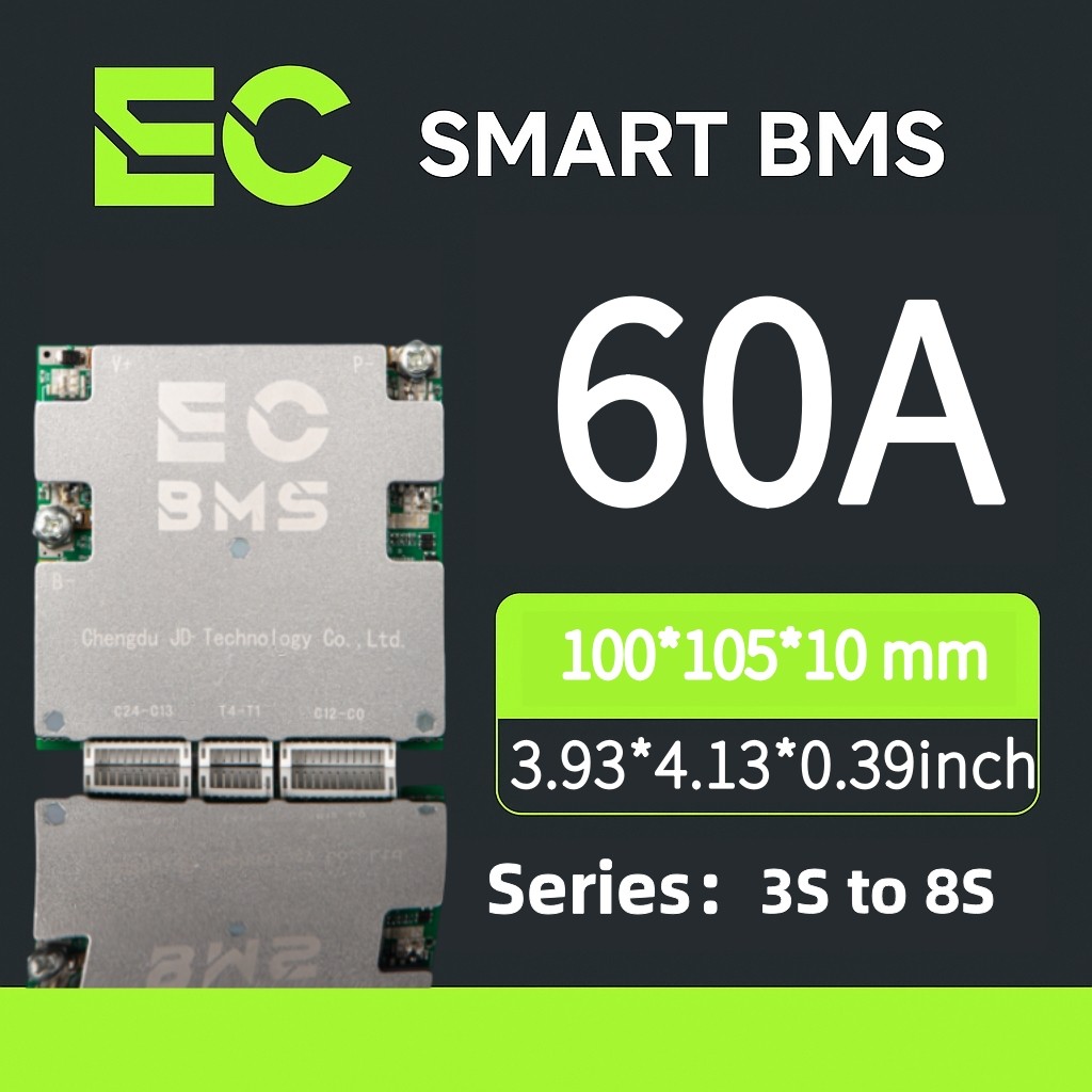 EC8S60A Smart BMS 3-8S 60A APP Bluetooth Active BALANCE LiFePO4 Li-ion ...