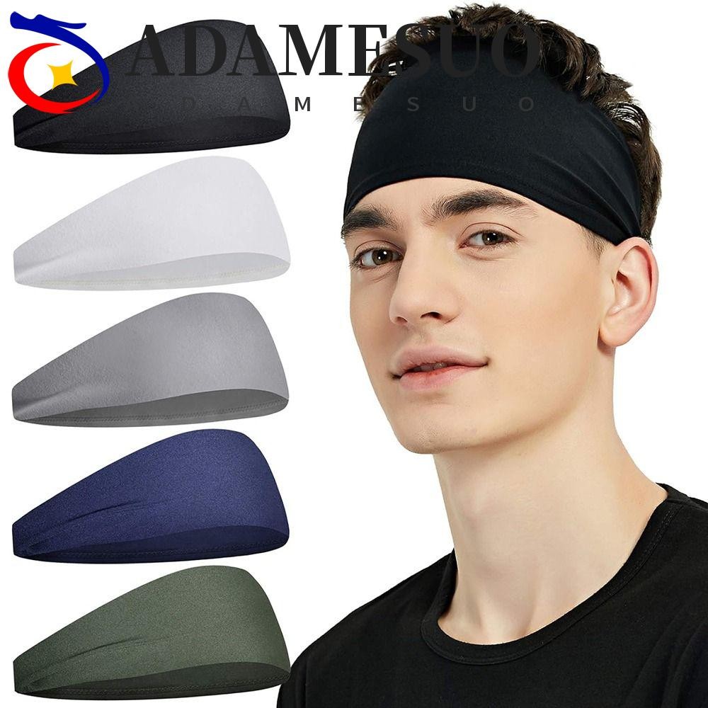 ADAMESUO ที่คาดผมสำหรับผู้ชาย, ดูดซับเหงื่อไม่ลื่น แห้งเร็ว สบายในการใช้งานHairband โยคะ ...