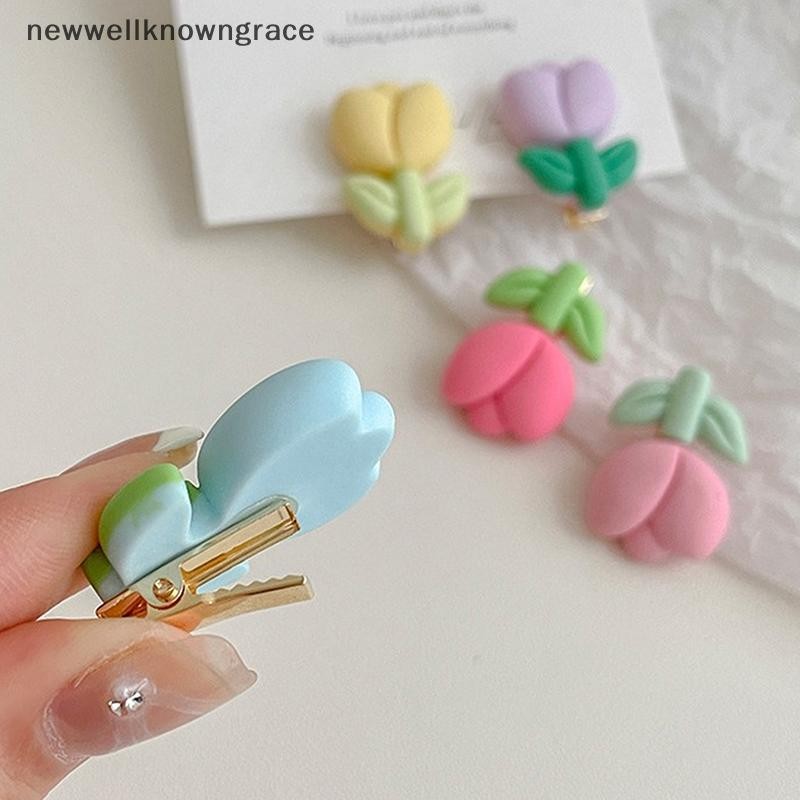 NWTH ใหม่น่ารักสาวหวาน Frosted ดอกไม้ Duckbill คลิปทิวลิปสำหรับผมสี ...