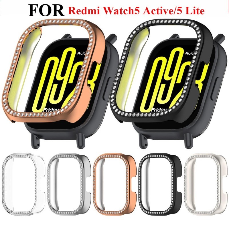 เคสเพชรพีซีกลวงสําหรับ Redmi Watch 5 Active 5 Lite สมาร์ทวอท์ช PC กรอบ ...