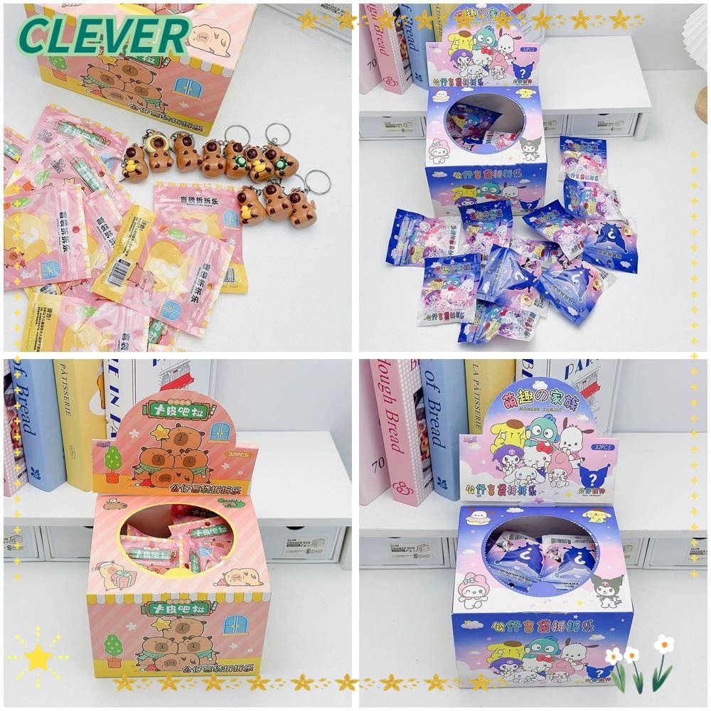 CLEVER 32 ชิ้น/กล่อง Sanrio กล่องพวงกุญแจ, 32 กล่อง/เซ็ต Capybara ของเล่น, แฟชั่น Sanrio ลึกลับ ...