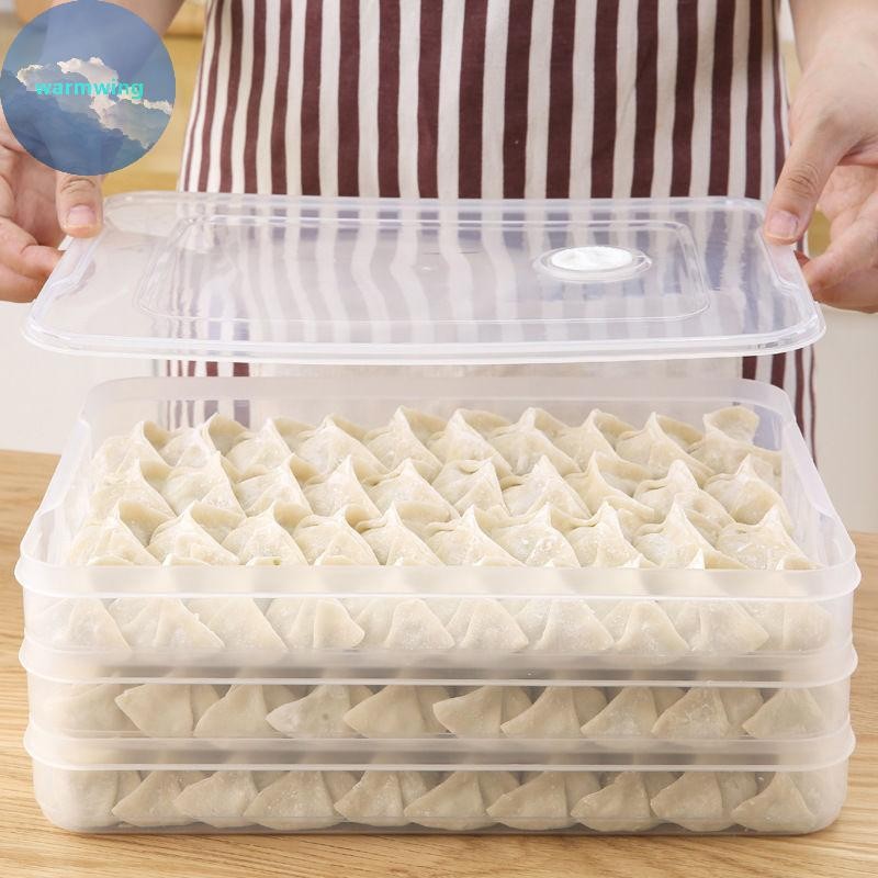 Warmwing Kitchen Organizer Dumpling กล่องภาชนะเก็บอาหารตู้เย็นเก็บสดกล่อง Multi-Layer โปร่งใส ...