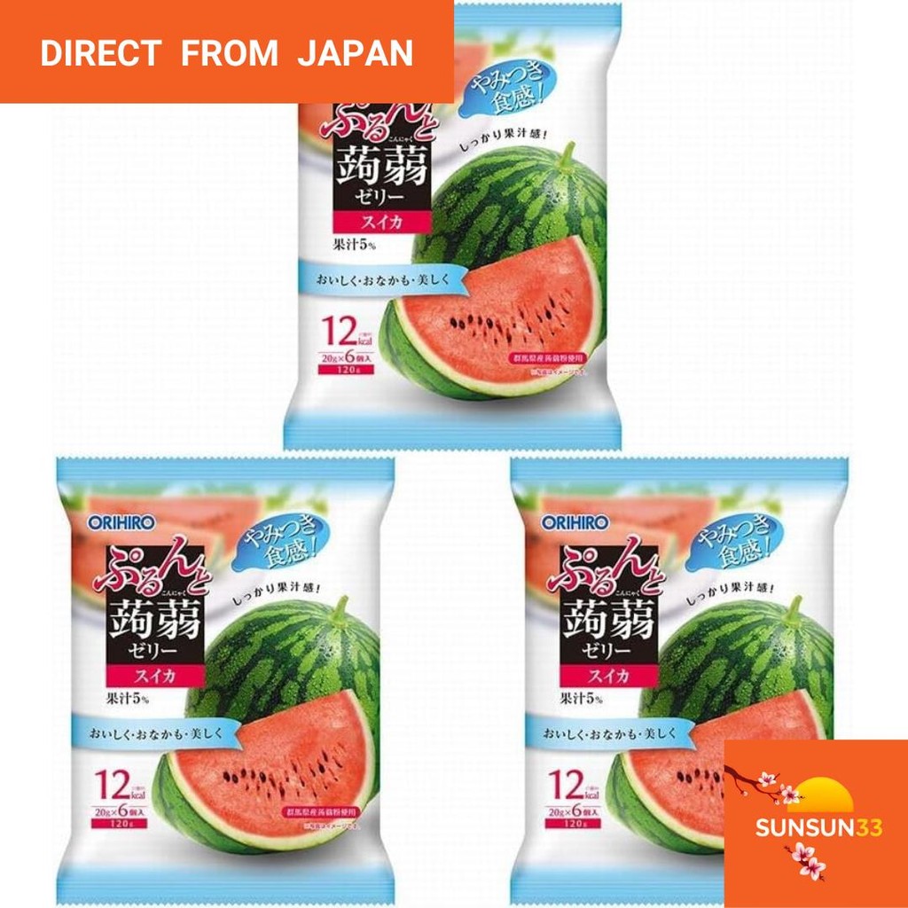 【Direct from Japan】[ชุด 3 ถุง] Orihiro Purunto Konjac เจลลี่กระเป๋าแตงโมแตงโม Konjac Jelly 20G x ...