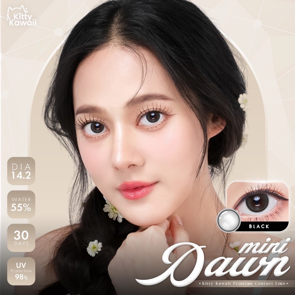 คอนแทคเลนส์(มินิ)🔥Mini Dawn🔥(Kitty Kawaii) สี : Black รายเดือน มีค่า ...