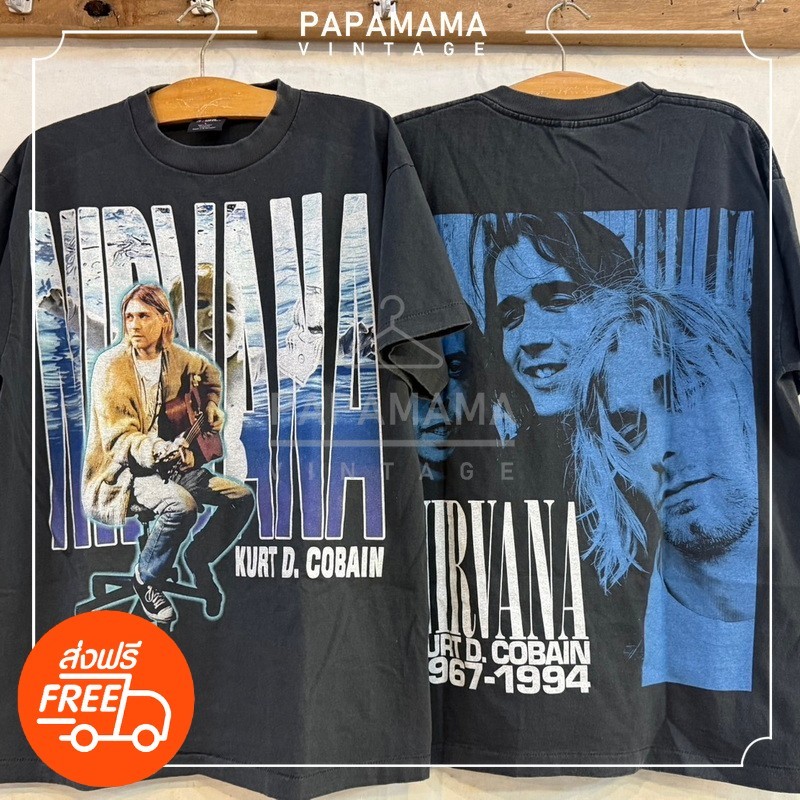 [ NIRVANA ] KURT COBAIN BL Bio Washed Big Screen tag El Salvadar เสื้อวินเทจ เสื้อทัวร์ วงร๊อค ...