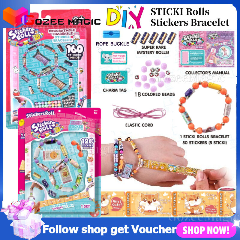 STICKI Rolls สติกเกอร์สร้อยข้อมือลูกปัดของเล่น Sticky Rolls Bands ...
