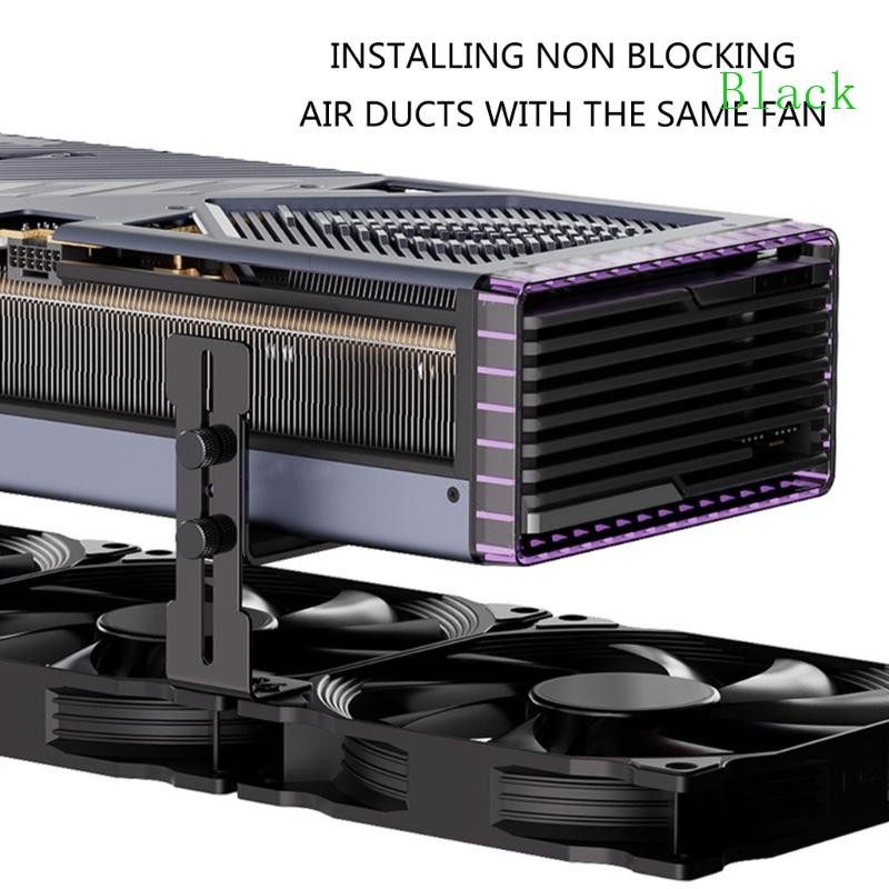 BLACK GPU Support Bracket Brace Fan Mounting ปรับอลูมิเนียมกราฟิกการ์ด ...