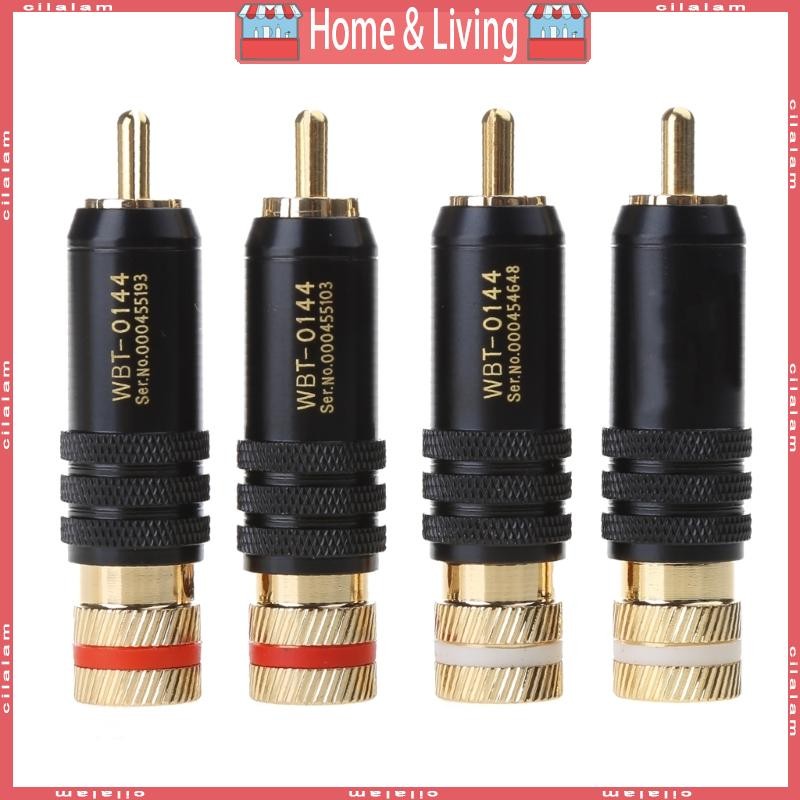 CI 4 ชิ้น WBT-0144 Gold Plated RCA Plug Lock การประสาน o Video Plugs Connector | Shopee Thailand