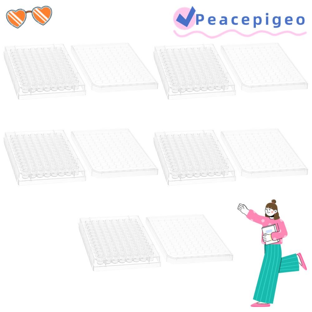 PEACEPIGEO 1/5 ชิ้นเครื่องมือการทดลอง,แผ่นเนื้อเยื่อด้านล่างแบน,พลาสติกทนทาน 96 Well Cell ...