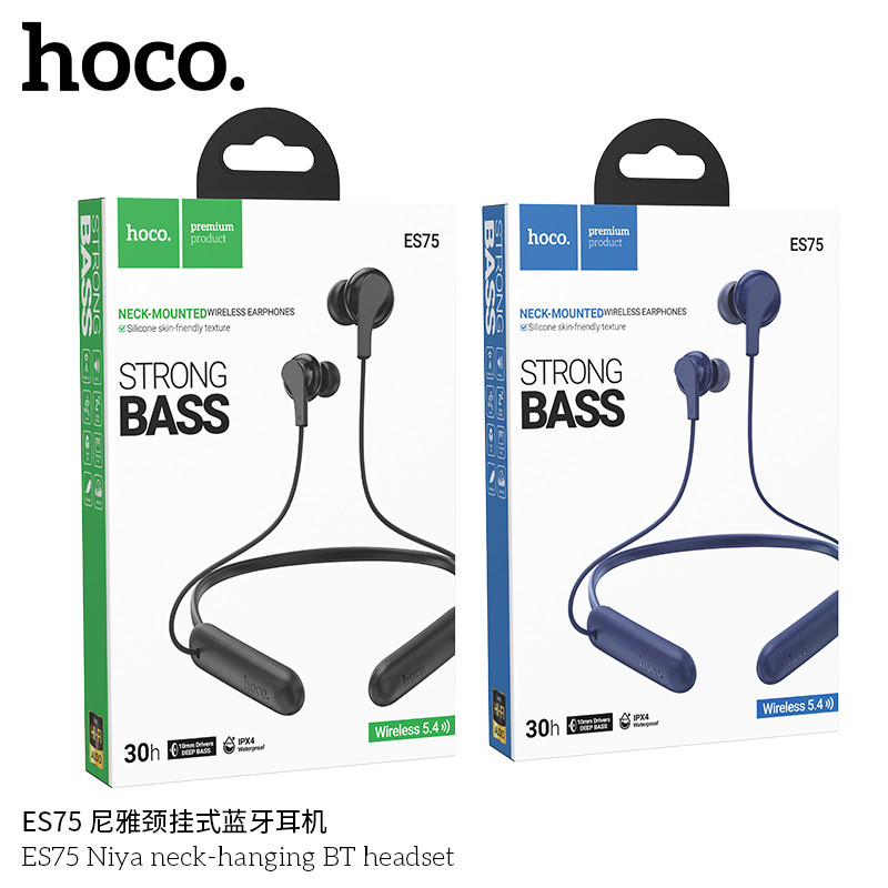 Hoco ES75 หูฟังไร้สายคล้องคอ Bluetooth 5.4 แบตอึด 30 ชม. กันน้ำ เบสแน่น สวมสบาย IPX4 หูฟังบลูทูธ ...