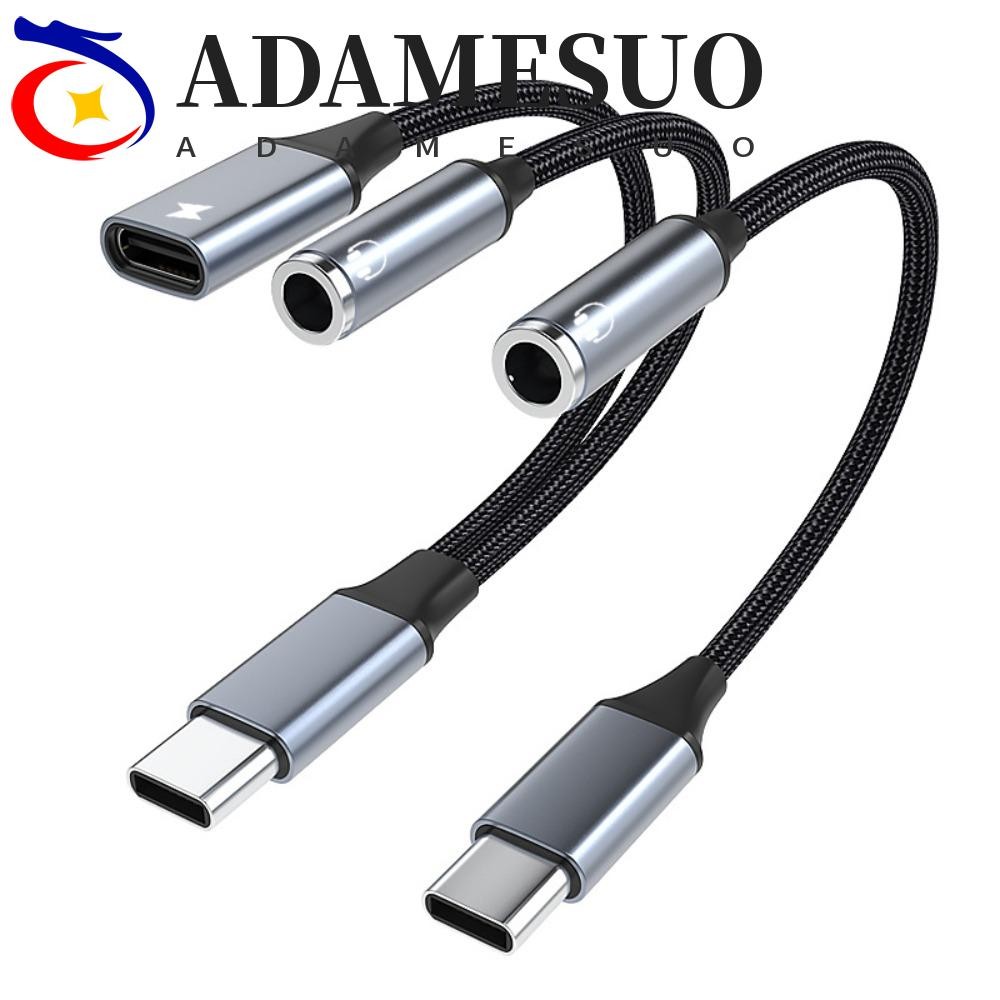 ADAMESUO 2-in-1 USB C ถึง Aux สายสัญญาณเสียง, อะแดปเตอร์แปลง OTG ประเภท C ถึง Dual Type C สาย ...