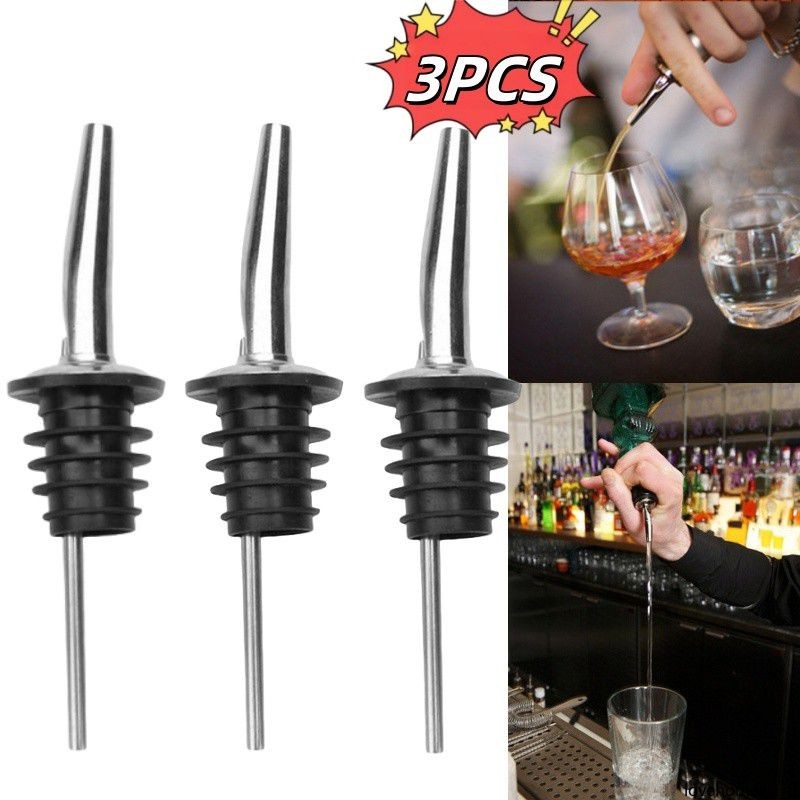 3PCS สแตนเลสสตีลขวดไวน์ Pourer Pourer เหล้า Pourers Bar อุปกรณ์เสริม ...