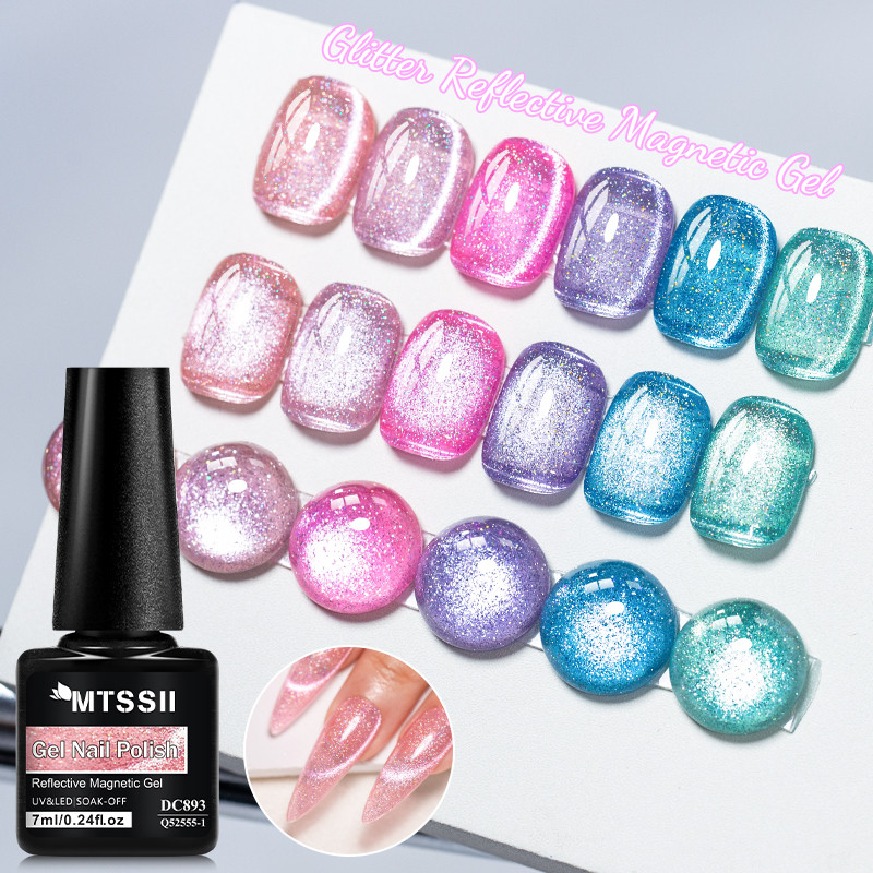 MTSSII 7ml Glitter สะท้อนแสงแม่เหล็กเจลเจลแมวเจล Silver Gold Soak Off UV เจลเล็บเคลือบเงา ...