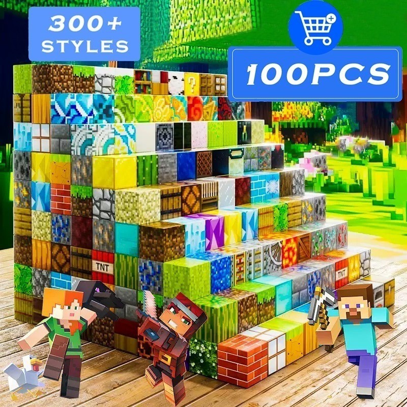 50 ชิ้น/100 ชิ้น Minecraft Magnetic Building Blocks - MC เกม Themed ...