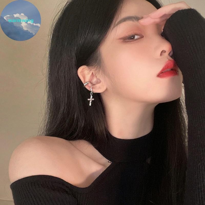 Warmwing ต่างหู Cross Zircon แบบไม่ต้องเจาะ มีคลิปสำหรับสวมใส่ TH | Shopee Thailand