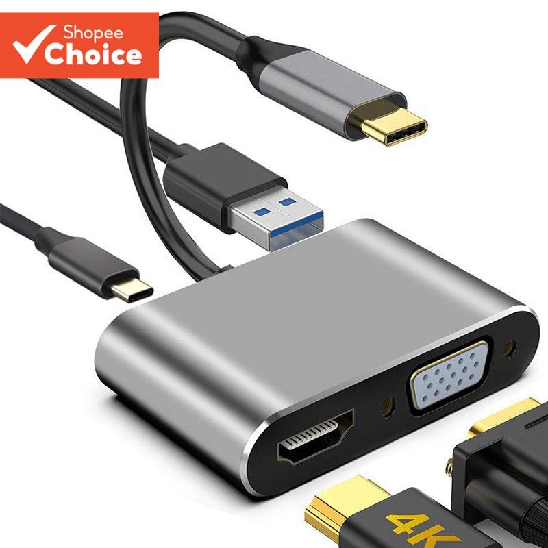 4 in 1 Type C ถึง Dual HDTV Adapter 4K 60HZ USB 3.0 Hub Multiport ...