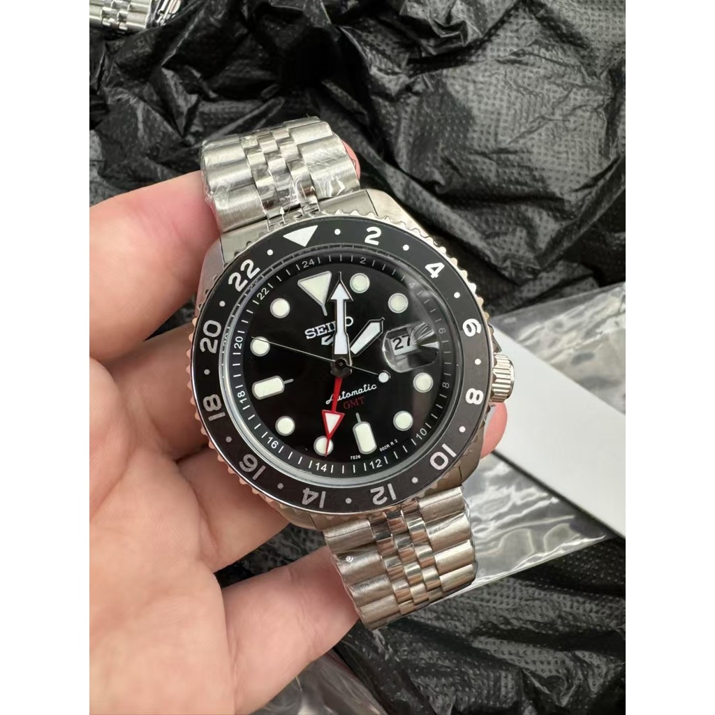 SKO นาฬิกาผู้ชาย GMT สายเหล็กกันน้ํา Ghost Mechanical นาฬิกาดําน้ํา ...