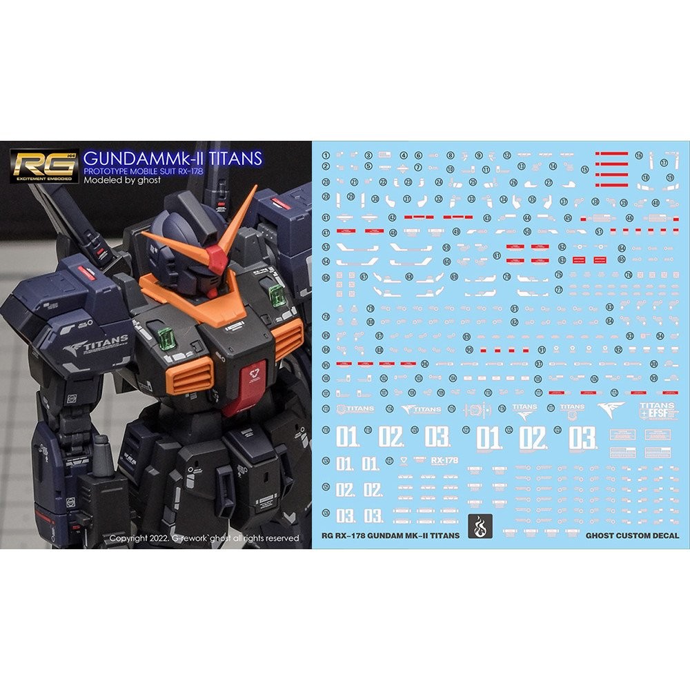 ฟิล์มสติ๊กเกอร์น้ำเรืองแสง HD GHOST Original RG Black Mark Rabbit MK2 ...