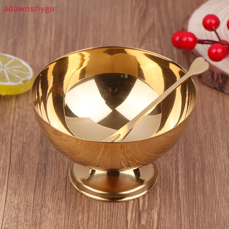 Adagu Gold สแตนเลสสตีลถ้วยไอศกรีมชามสลัดส้อมขนมหวานจานผลไม้จานขนมถ้วย ...