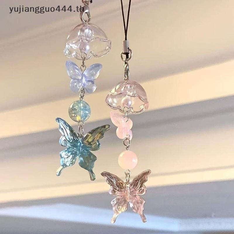 # yuyu # ผีเสื้อลูกปัดกระดิ่งลมโทรศัพท์มือถือจี้โซ่ Guben เครื่องประดับ ...