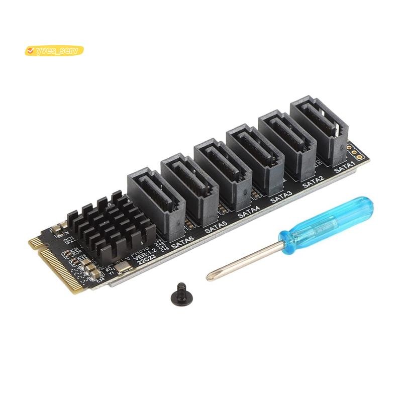 yves_service การ์ดอะแดปเตอร์ M.2 ถึง SATA3.0, PCB 6Gbps ความเร็วสูง ASM1166 M.2 PCIE เป็น SATA ...