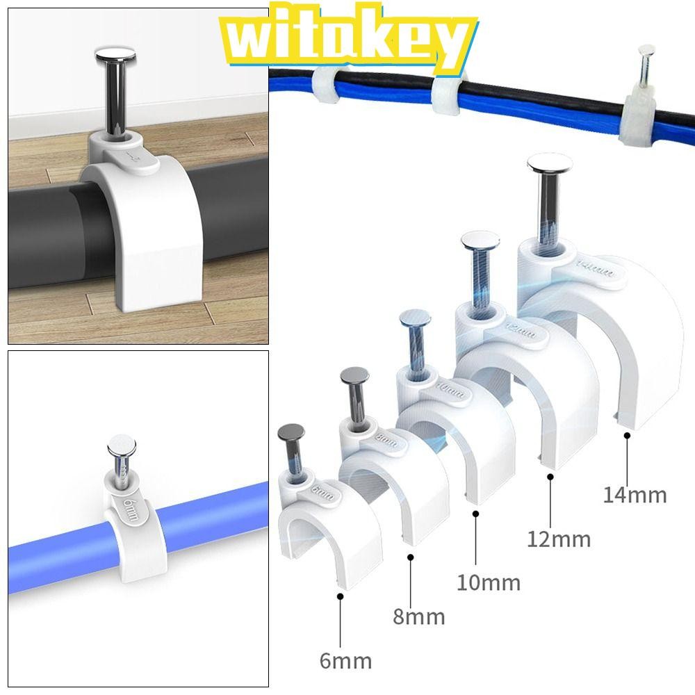 WITAKEY คลิปติดผนังวงกลม 100 ชิ้น, คลิปสายเคเบิลท่อ PVC แขวนผนัง, แคลมป์ยึดที่ทนทาน U รูปร่างสาย ...