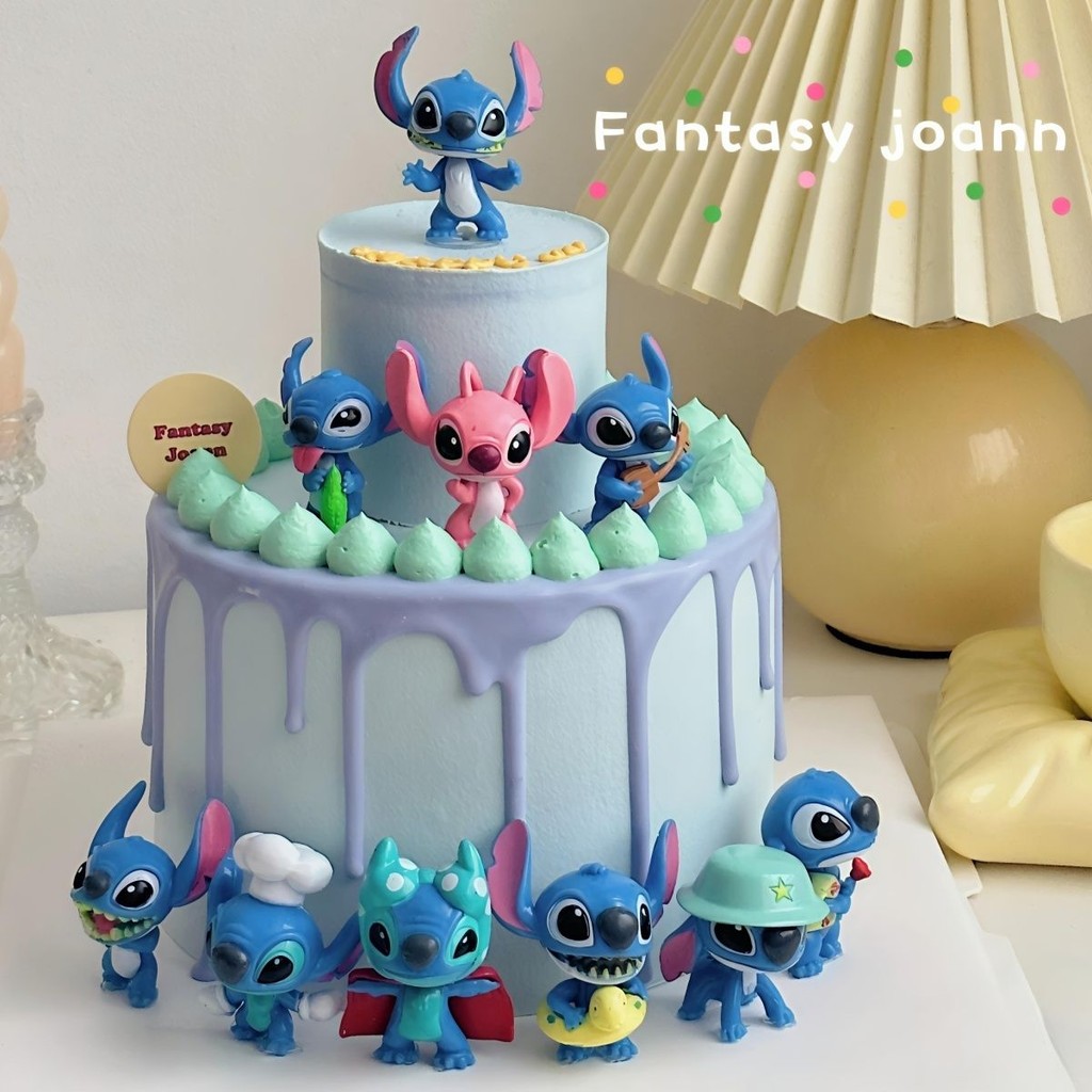อะนิเมะ 10 ชิ้น/ล็อต Lilo & Stitch ตุ๊กตา Pvc ตัวเลขการกระทําของเล่น ...