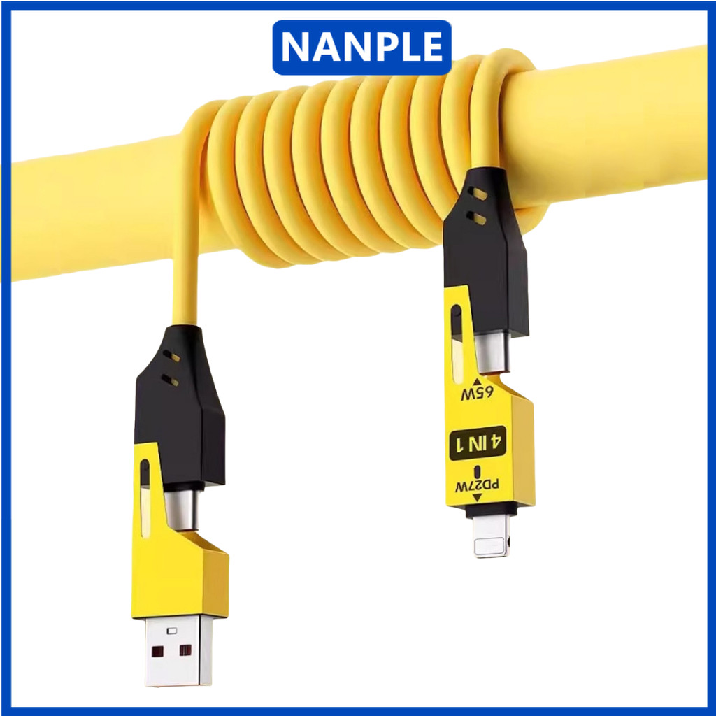 Nanple 65W สายชาร์จเร็ว USB to Type C 4 in 1 Spring Telescopic Data ...