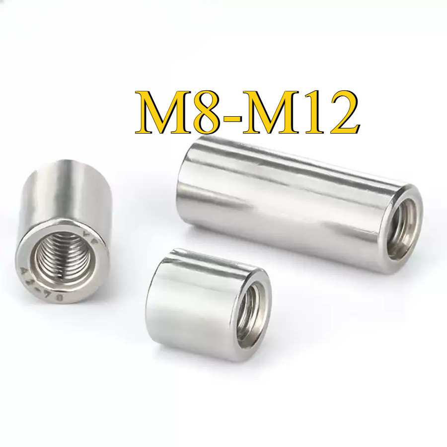 หัวน็อต ทรงกระบอก สแตนเลส304 / Cylindrical Nuts Extended Round Nuts SUS304 M8-M12 (BY-YL-TH-w ...