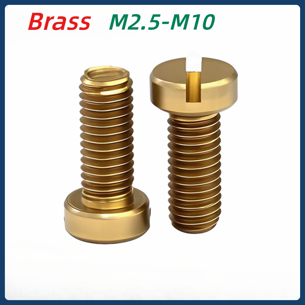 [MX] สกรูสล็อตแบนทองเหลือง M2.5-M10 GB65 ทองเหลืองมาตรฐานแห่งชาติแบน Slotted สกรูหัวทรงกระบอก ...