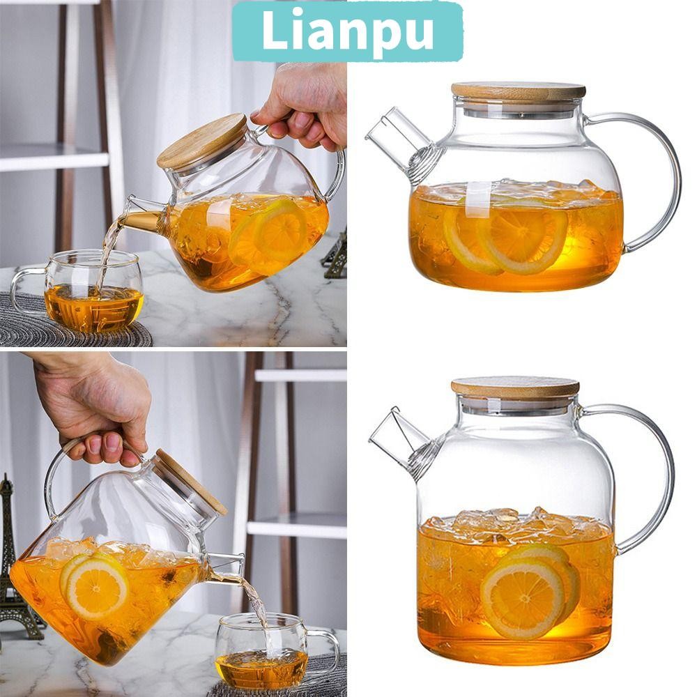 LIANPU กาต้มน้ําเย็น 1.8 ลิตร/1 ลิตร, กาน้ําชาแก้วฤดูร้อนโปร่งใสทนความ ...