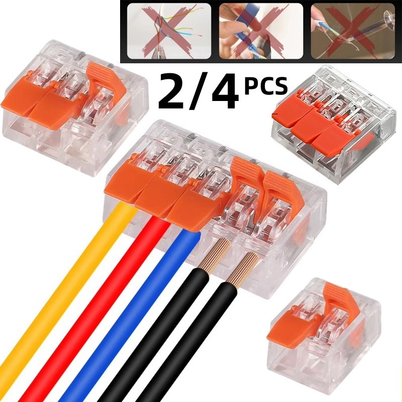 2/4PCS Universal Type Quick Plug-in Terminals,อุปกรณ์ไฟฟ้าตัวเชื่อมต่อสายไฟ Terminals | Shopee ...