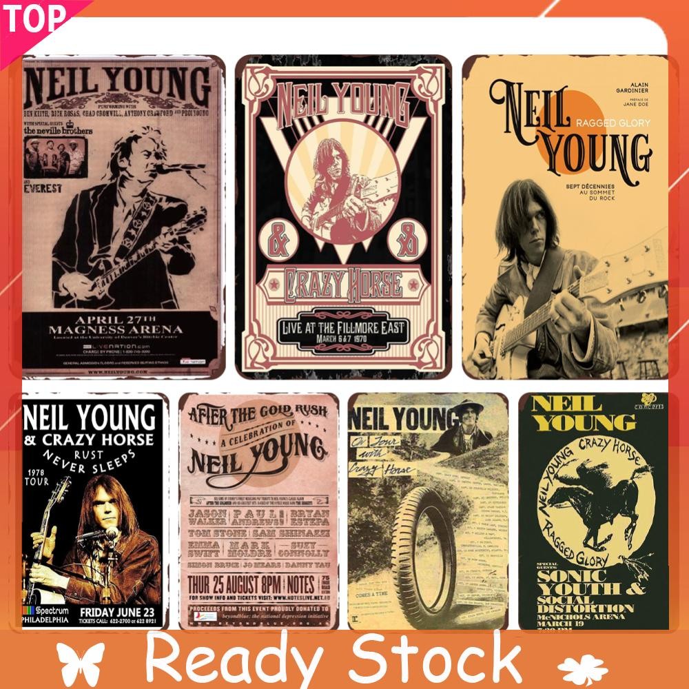 โลหะ Neil Young Tin Sign ภาพวาดเหล็กสี่เหลี่ยม Wall Home Bar Decor30x40 ...