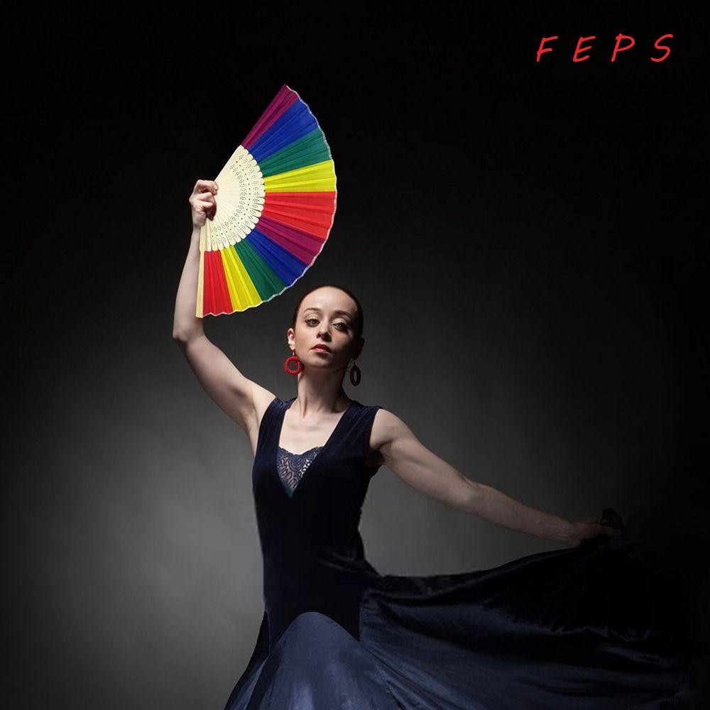 FEPS พัดลมมือสีรุ้ง พลาสติก พับมือประดิษฐ์ | Shopee Thailand