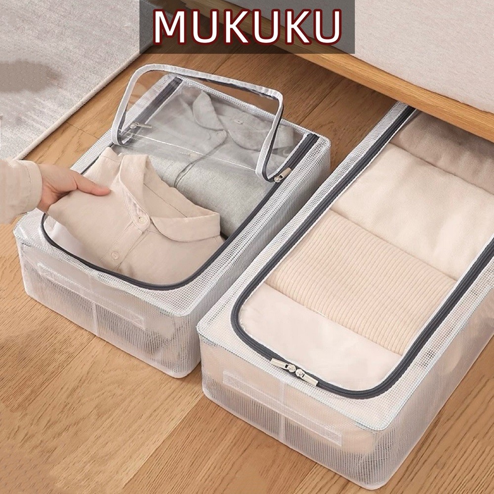 MUKUKU กล่องเก็บรองเท้าในรถ วางรองเท้าแบบพับได้ ความจุ60ซม. สีใส โครง ...