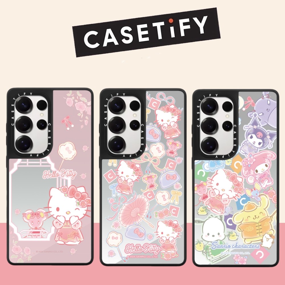 สีชมพู Kitty Series กระจก Hard Samsung สําหรับ Samsung Galaxy S25 24 23 ...