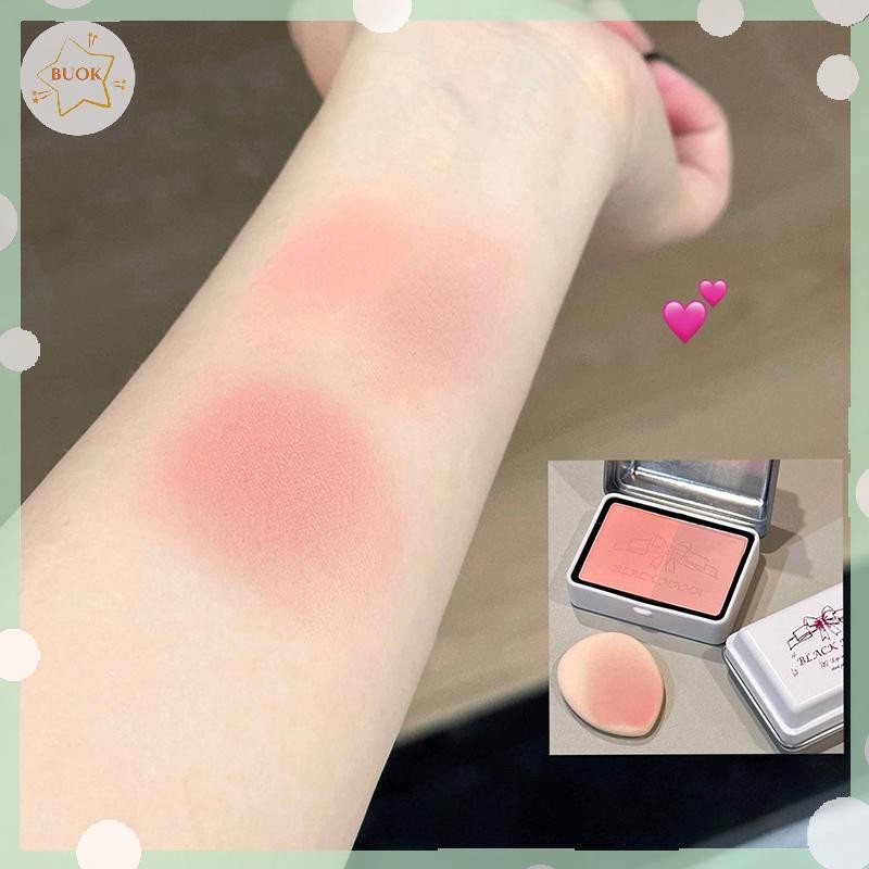 BUOK สีปิดกั้นกล่องเหล็ก Blush Monochrome Pink Rose Cheek Blusher Powder Matte Apricot Rouge ...