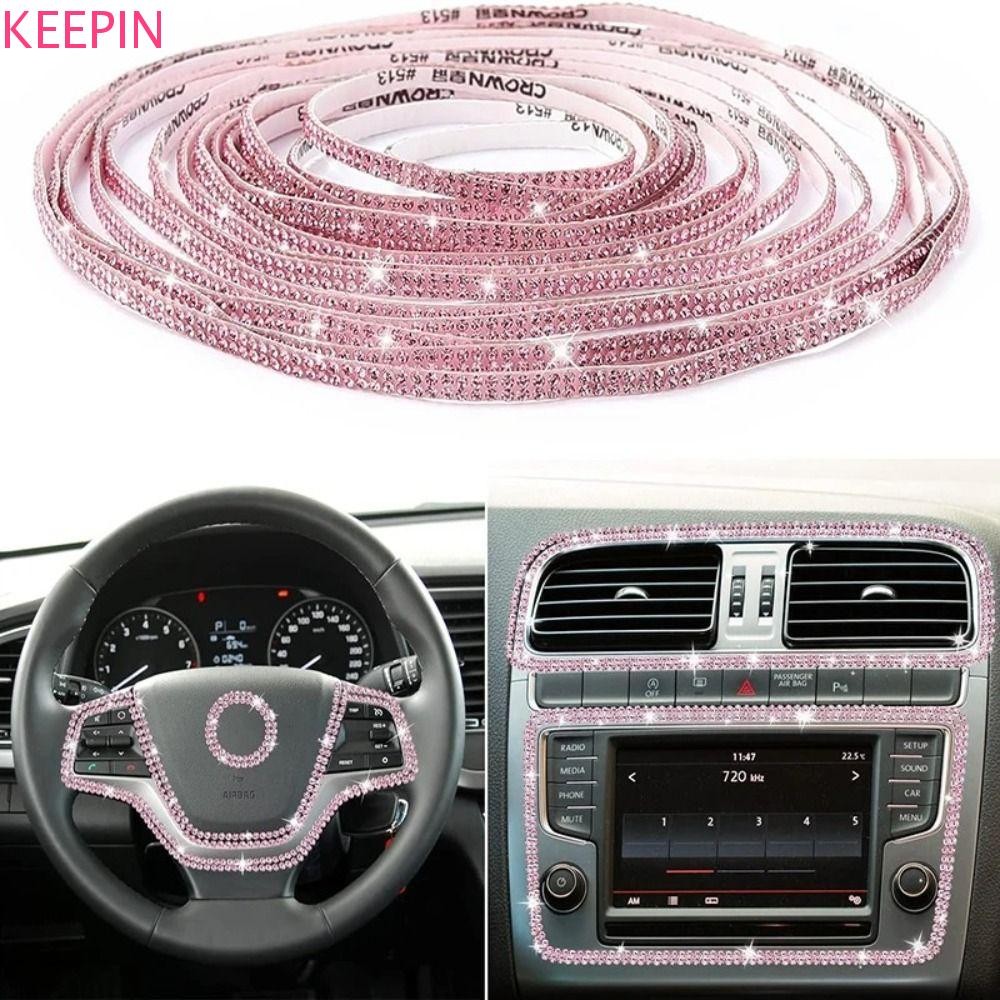 KEEPIN Bling รถ Trim, Self กาว Rhinestones รถคริสตัลประตูสติกเกอร์,รถ ...