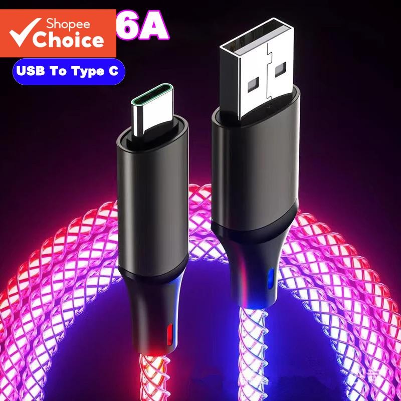 สายชาร์จเร็ว Type-C RGB 66W 66W Type C USB C สําหรับ iPhone Samsung ...