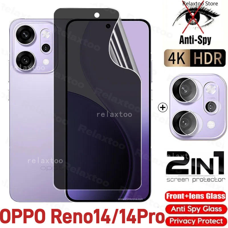 Reno14 Pro 5G 2in1 หน้าจอความเป็นส่วนตัว Soft Hydrogel ฟิล์มสําหรับ OPPO Reno14 Reno 14 Pro F ...
