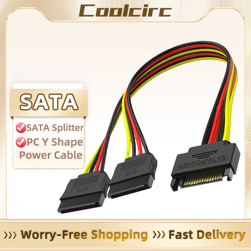 Dual SATA Power Splitter Cable - 15Pin Male to 2x Female Y Adapter for ...