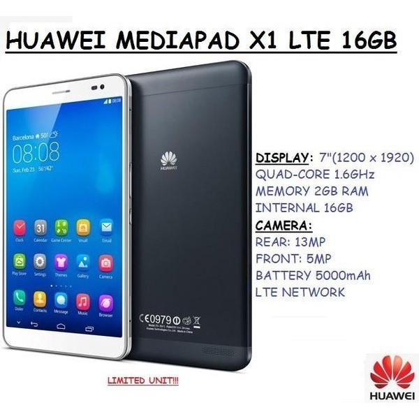 (ของแท้ 100%) สมาร์ทโฟนแท็บเล็ต Huawei MediaPad X1 (รุ่น 4G LTE ...
