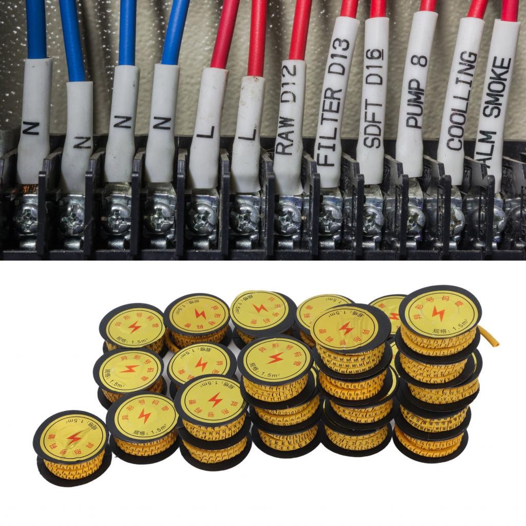 KKMOON-TH TUBE CABLE MARKER หมายเลขจดหมาย EC PVC A ถึง Z ทำเครื่องหมาย ...
