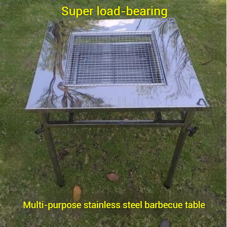 Stainless Steel Outdoor BBQ Table Charcoal Grill Square Night Market ...