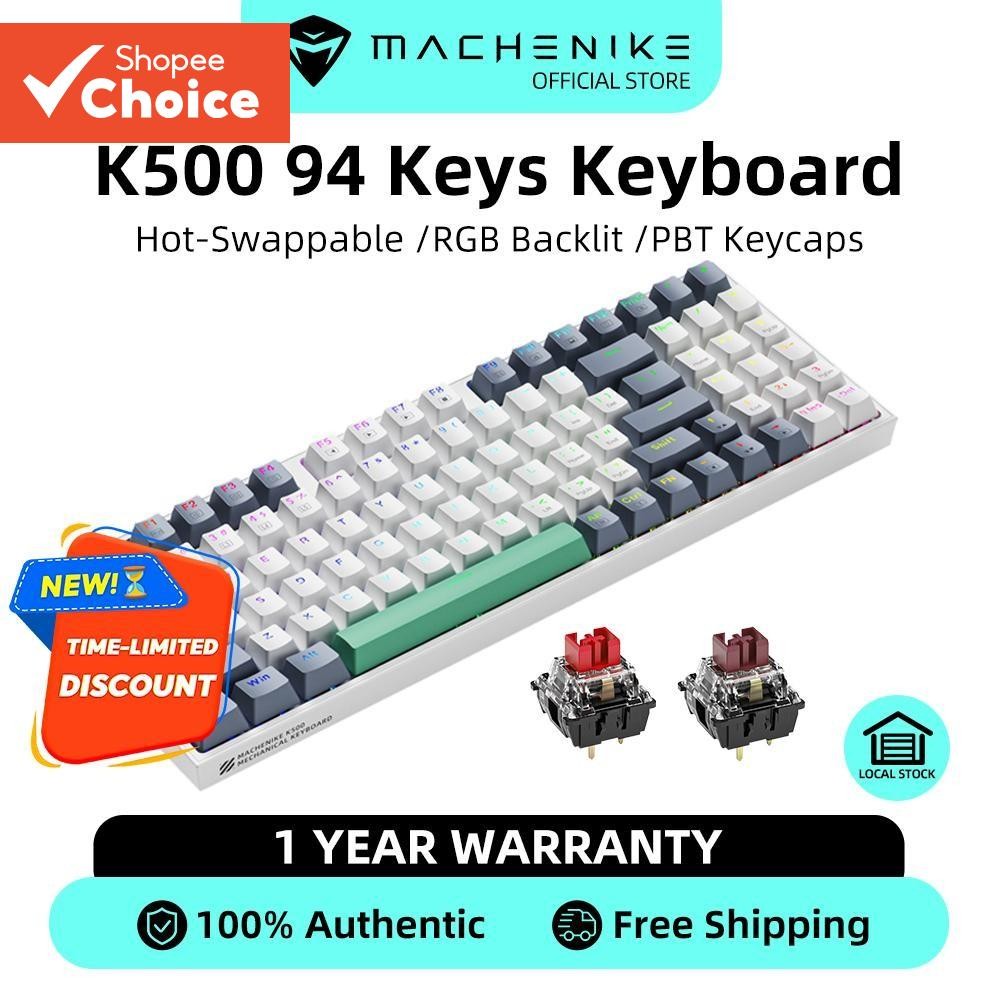 Machenike K500 คีย์บอร์ดแบบมีสาย 94 คีย์ RGB Backlit Hot Swappable | Shopee Thailand