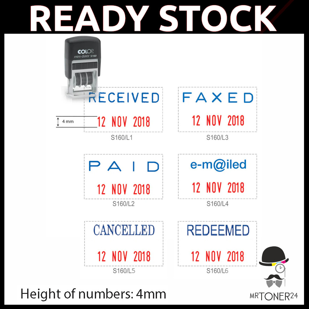 Colop Self Ink Dater Date Stamp S160 RECEIVED / PAID / FAXED / E-mailed ...