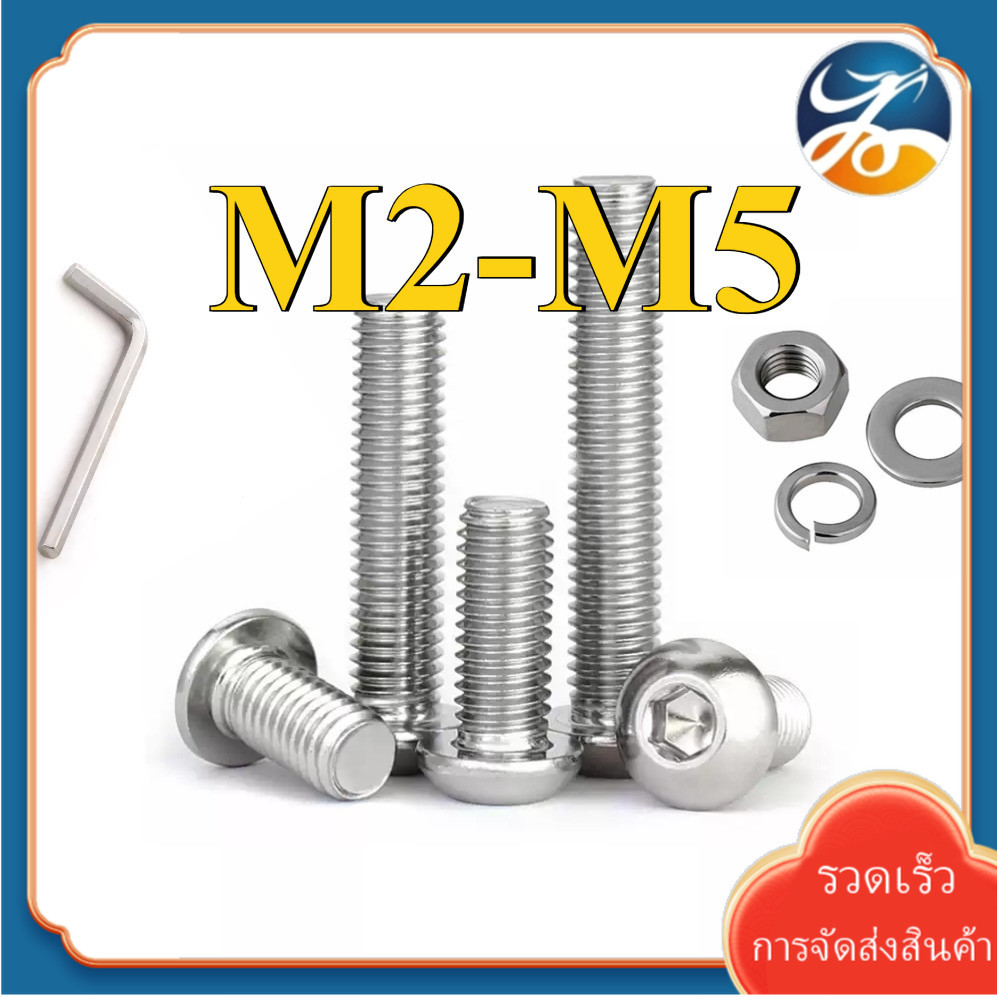 (YDY) ชุดสกรูซ็อกเก็ตหกเหลี่ยมหัวกลมสแตนเลส 304 M2-M5 (RM-TH) | Shopee Thailand