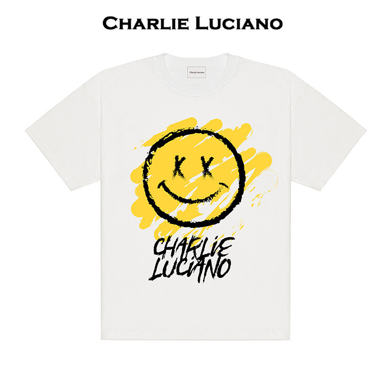 ผู้ชายผู้หญิงสไตล์เดียวกัน Charlie Luciano Big Smiley Face พิมพ์ฤดูร้อน ...