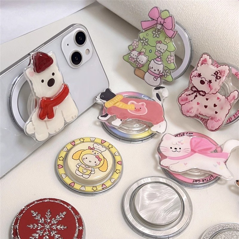 เกาหลีน่ารักการ์ตูนแม่เหล็ก Popsocket Magsafe Holder Grip Tok Griptok ...